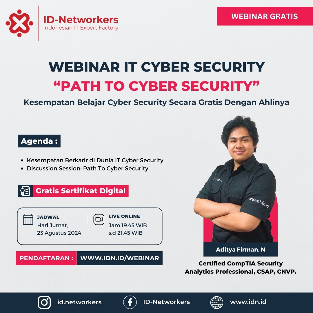 Webinar Path Of Cyber Security 23 Agustus 2024 Lms Id Networkers