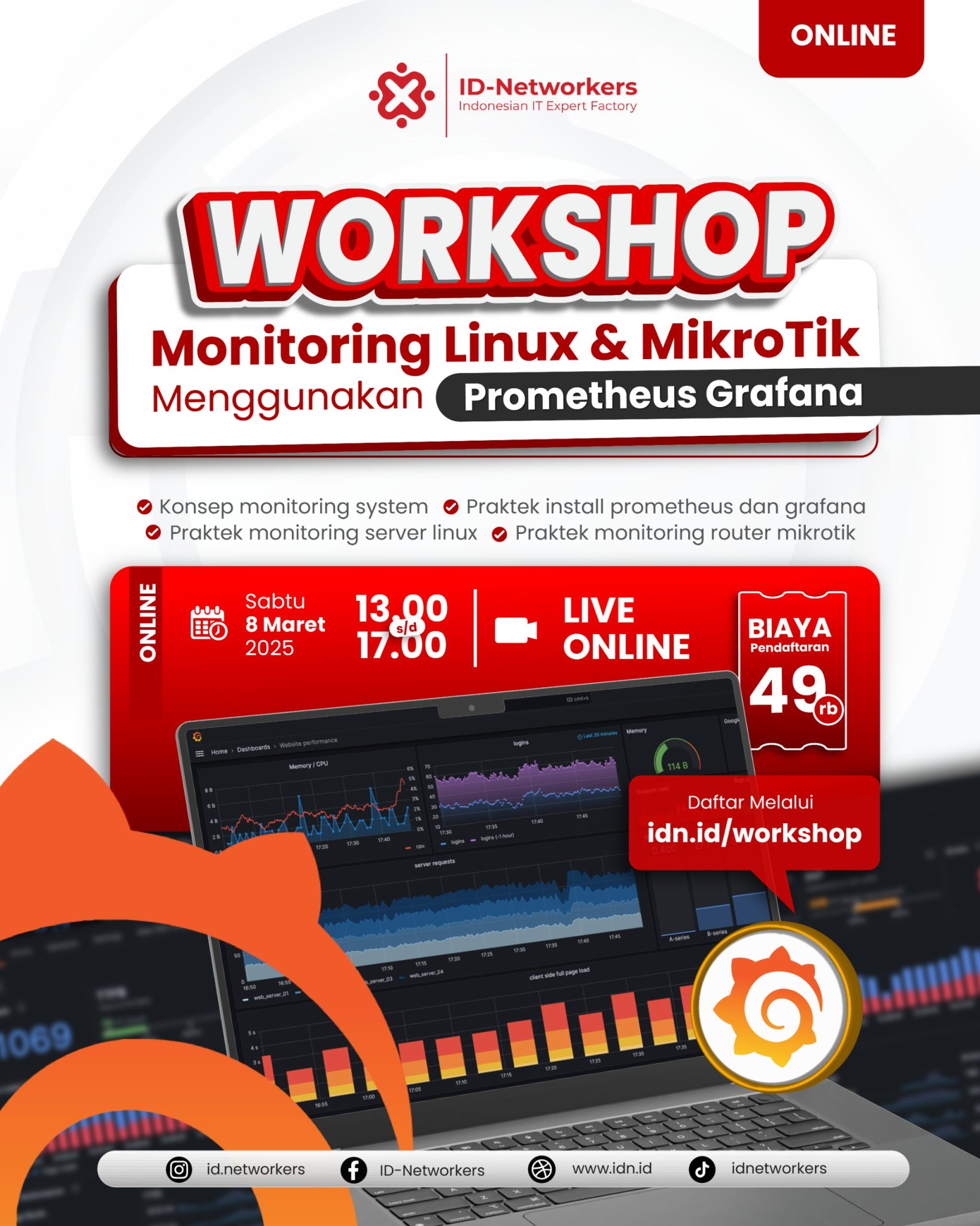 Online Workshop – Monitoring linux dan mikrotik menggunakan Prometheus Grafana - LMS ID-Networkers